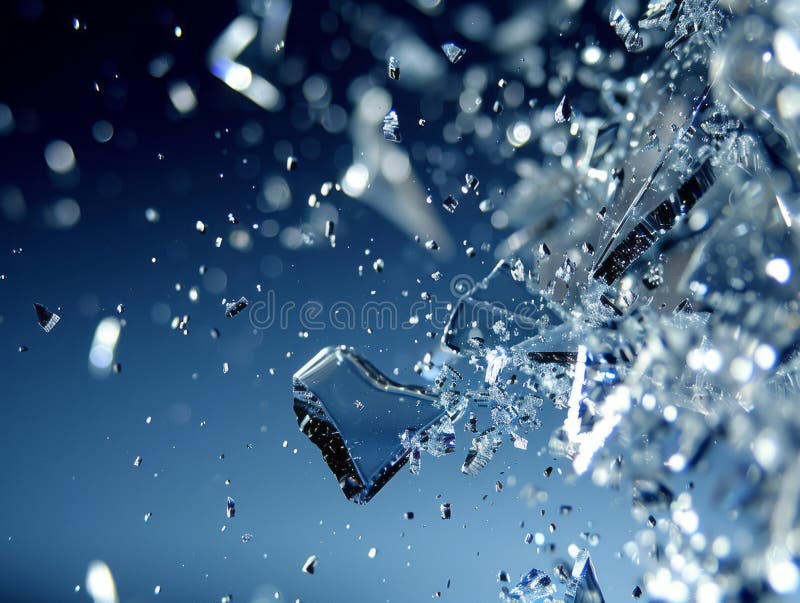 Glass Exploding in Slow Motion, with Fragments Suspended in Mid-air ...
