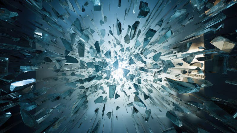 Glass exploding wall stock illustration. Illustration of light - 372075342