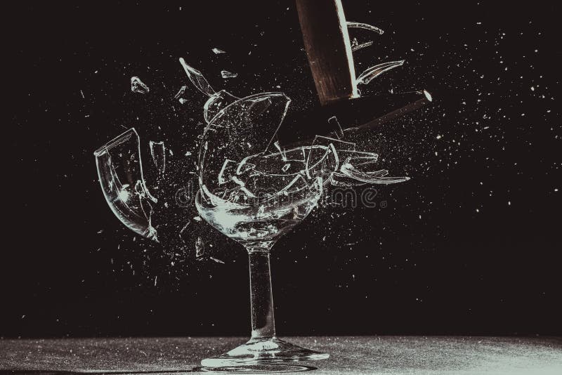 Glass Explosion High Speed Photography at the Black Background Stock ...