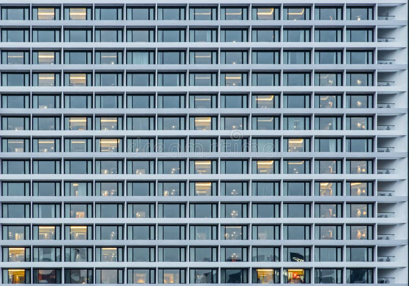 Glass Facade Building Facade Night Scene View Stock Photo - Image of ...