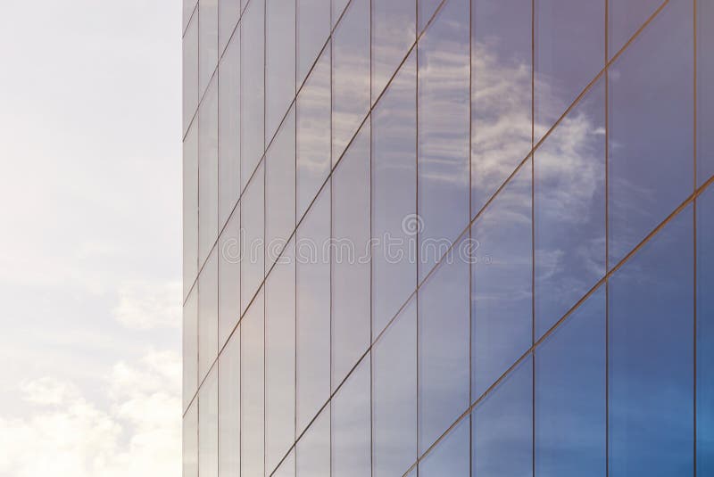 Glass Facade in Commercial Building Stock Image - Image of mirror ...