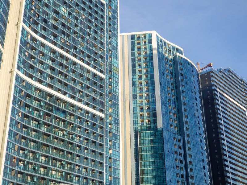 Glass Facade of a House Under Construction with Open Windows. Windows ...