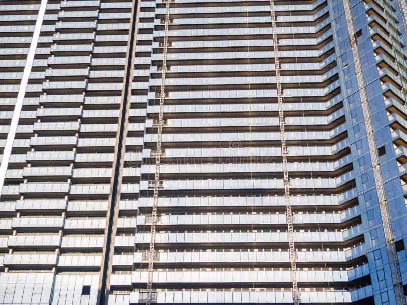 Glass Facade of a House Under Construction with Open Windows. Windows ...