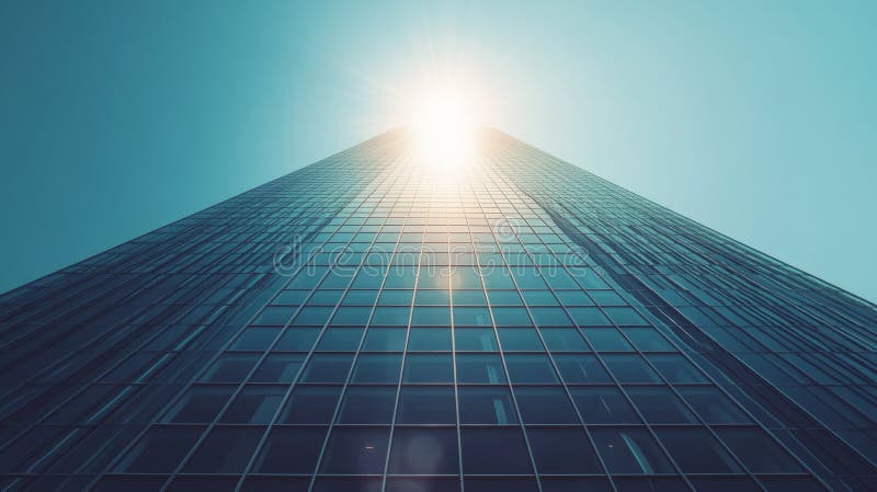 Glass Facade of a Modern Skyscraper with Sun Glare Stock Illustration ...