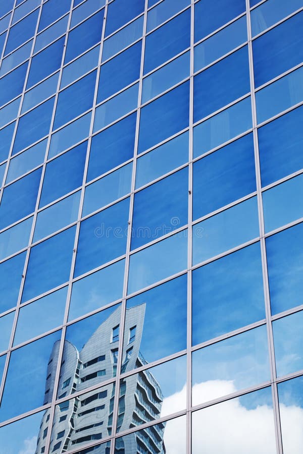 Glass Facade with Reflection Stock Photo - Image of skyscraper, windows ...