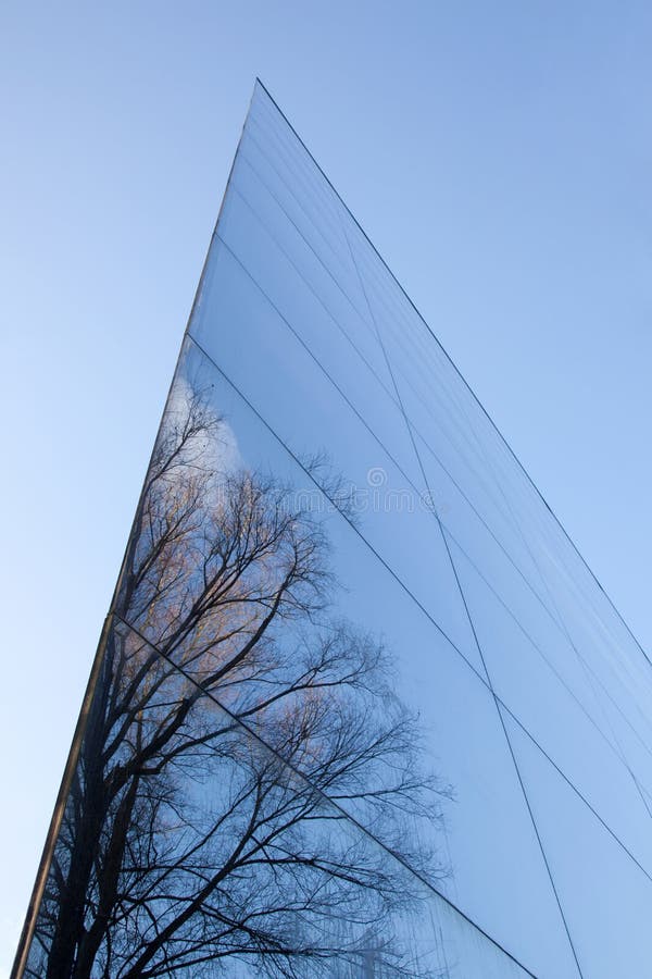 Glass Facade and Reflection of Trees Stock Image - Image of abstract ...