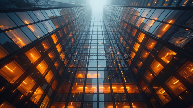 Glass Facade of a Skyscraper.Reflections of Progress Stock Illustration ...