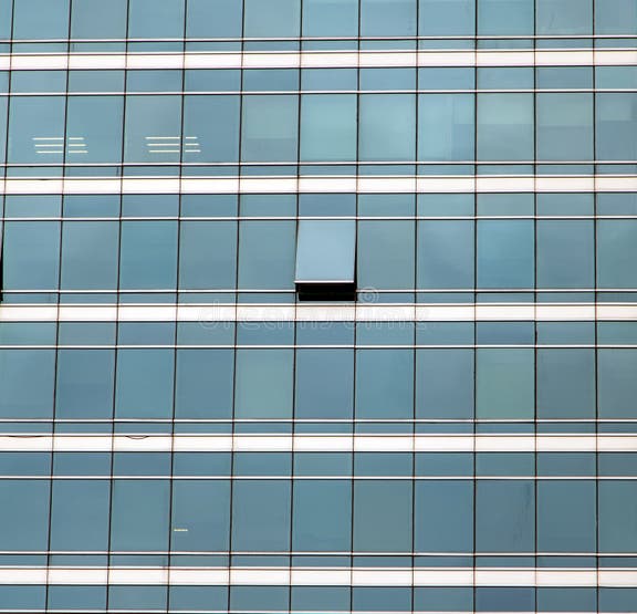 The Glass Facade of Skyscraper with One Exception - Open Window Stock ...
