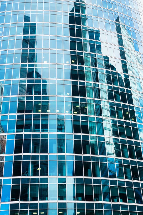 Glass Facade of Skyscraper with Towers Reflection Stock Image - Image ...