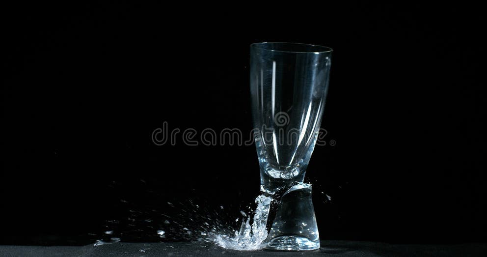 Glass Falling and Exploding on Black Background Stock Image - Image of ...