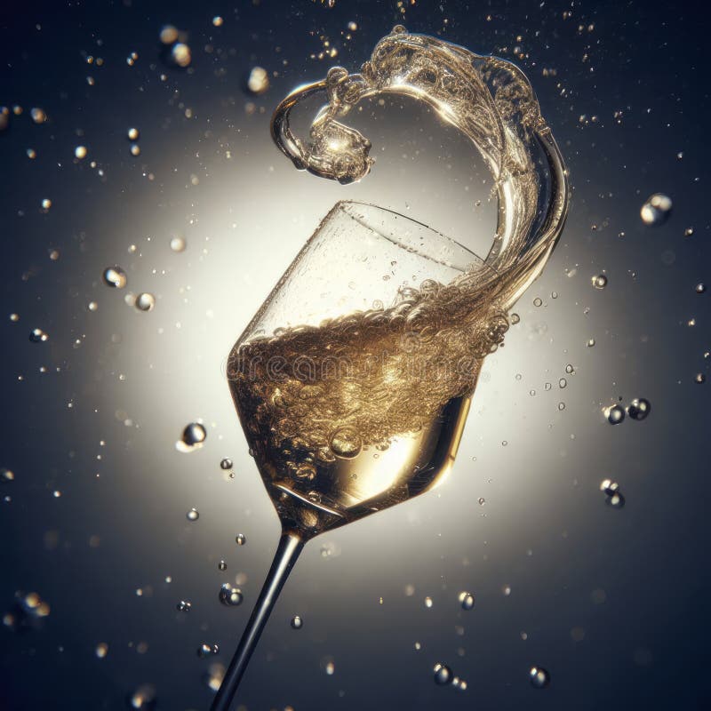 A Glass Filled with Champagne Floating in the Air. Ai Generative Stock ...