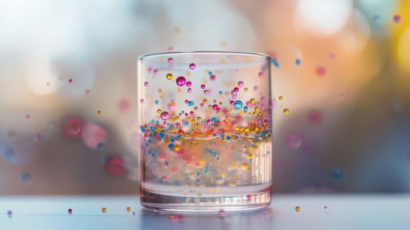A Glass Filled with Colorful Bubbles on a Table, AI Stock Photo - Image ...