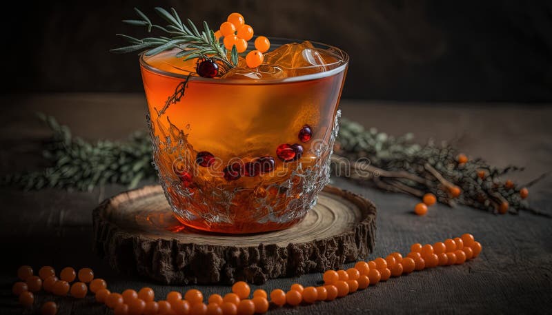 A Glass Filled with a Drink Sitting on Top of a Table. Stock Image ...