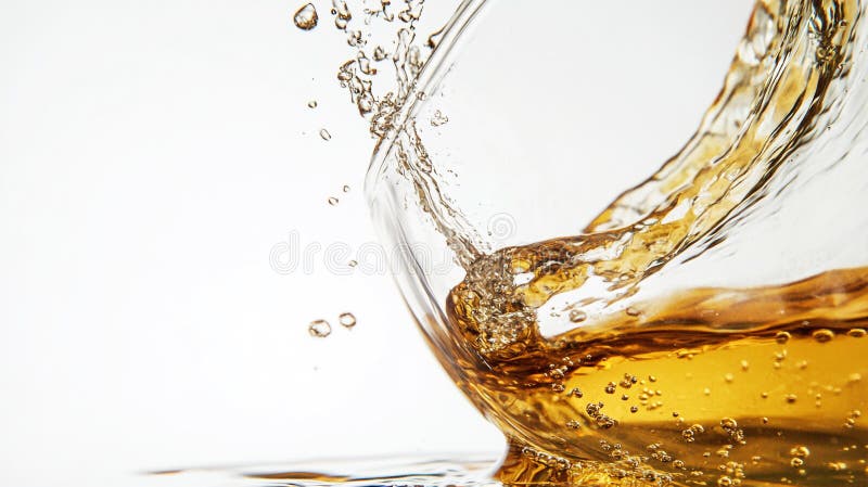 Splashing Liquid in a Glass Creating Dynamic Water Droplets and Ripples ...
