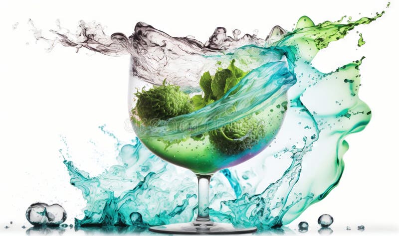 A Glass Filled with Green Liquid and a Green Apple in it Stock ...