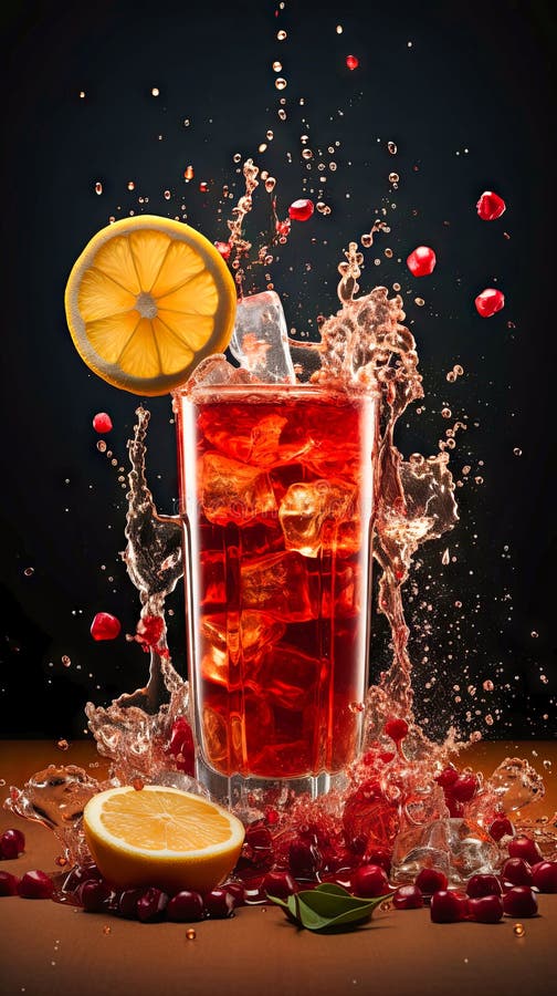 Glass Filled with Ice and Fruit on Table Stock Image - Image of ...