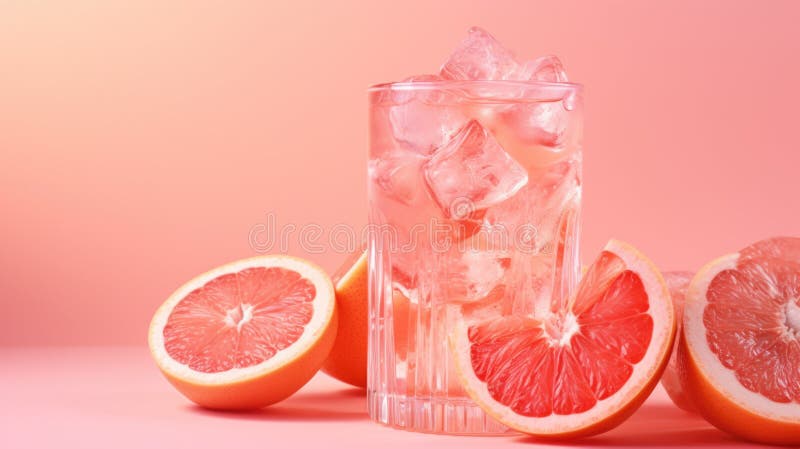 A Glass Filled with Ice Next To Grapefruits. Ideal for Summer Drink ...