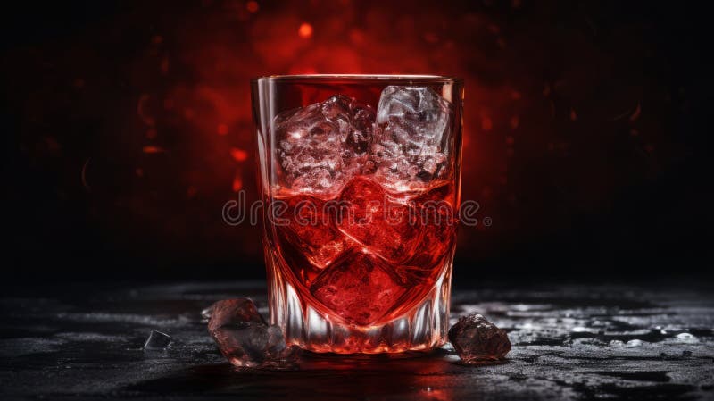 Glass Filled with Ice and Red Drink Stock Photo - Image of fruity ...