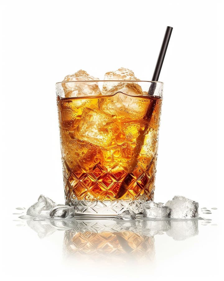 Glass Filled with Ice and Straw Stock Illustration - Illustration of ...