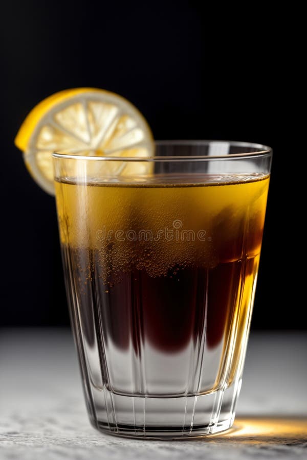 A Glass Filled with Liquid Next To a Slice of Lemon. Generative AI ...