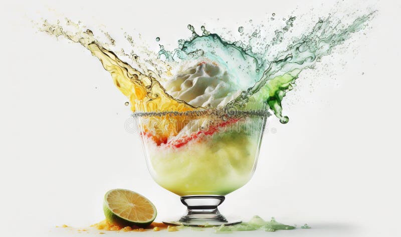 A Glass Filled with Liquid and a Slice of Lime Next To it Stock ...