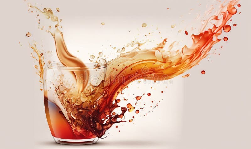 A Glass Filled with Liquid and Splashing Orange and Red Stock ...