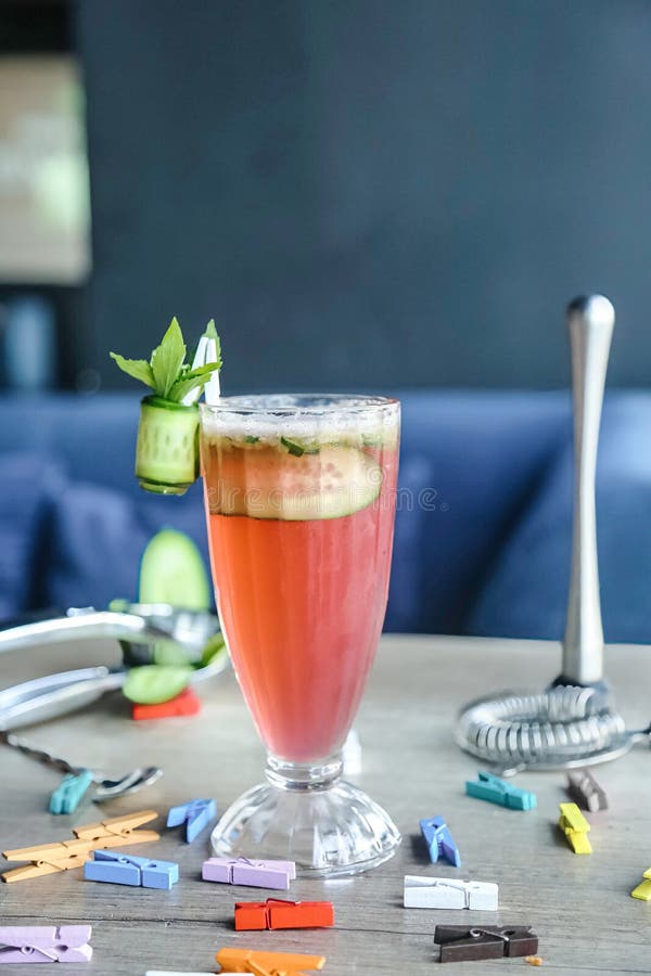 Glass Filled with Drink on White Tabletop Stock Image - Image of purity ...