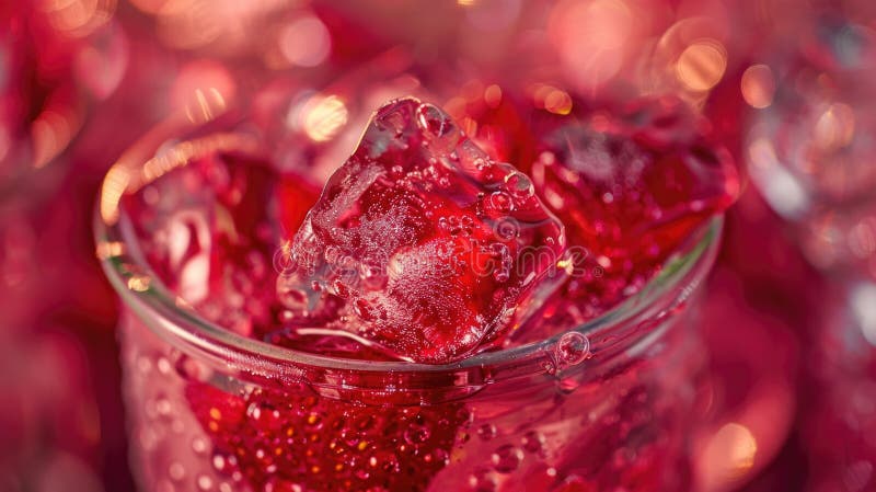 A Glass Filled with Red Liquid and Ice Cubes. Perfect for Beverage ...