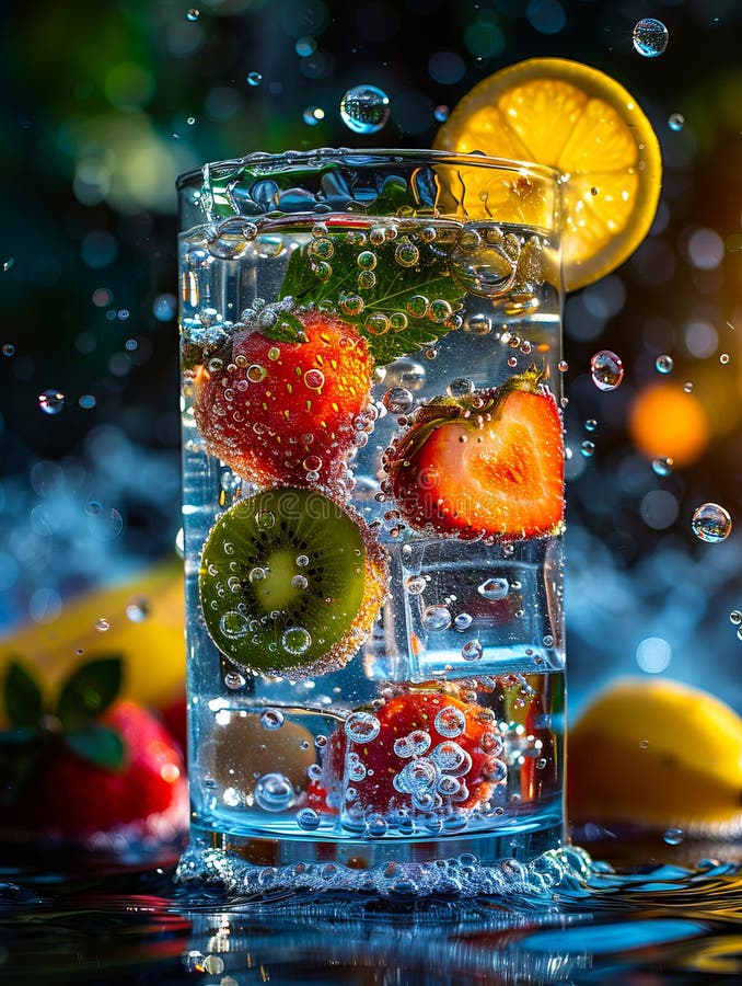 A Glass Filled with Water and Fruit Stock Image - Image of lemon, water ...