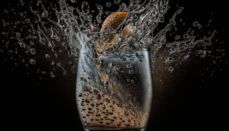 A Glass Filled with Water with a Orange Wedge in it Stock Illustration ...