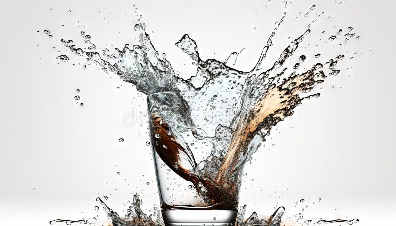 A Glass Filled with Water with a Splash of Water on Top of it. Stock ...