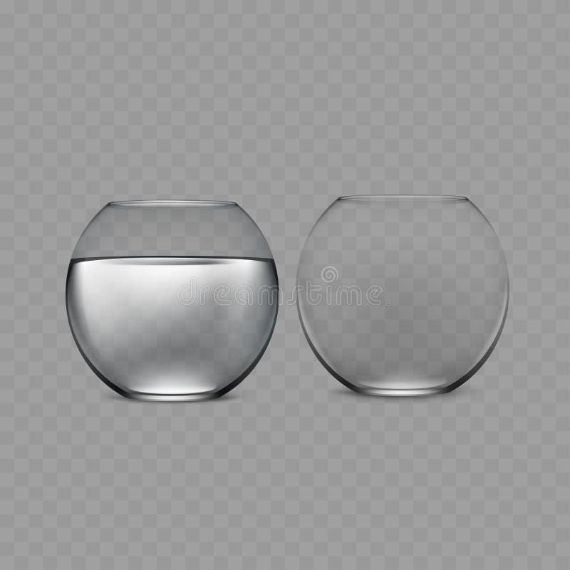 Glass Fishbowl with Water and Empty Bowl. Vector Illustration Stock ...