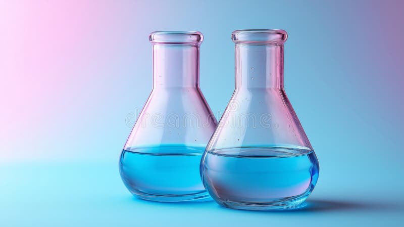 Glass Flask with Blue Liquid in Laboratory Setting Stock Illustration ...