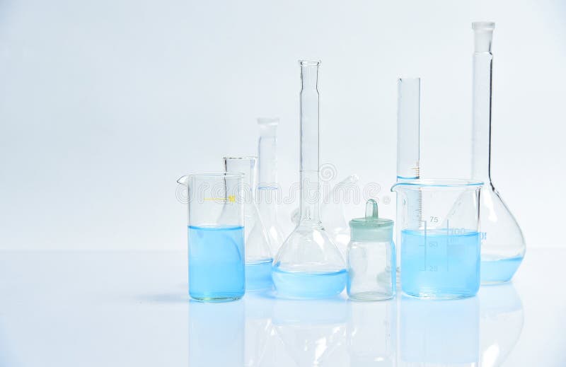 Blue Solution in Glass Beaker Stock Image - Image of pharmaceutical ...