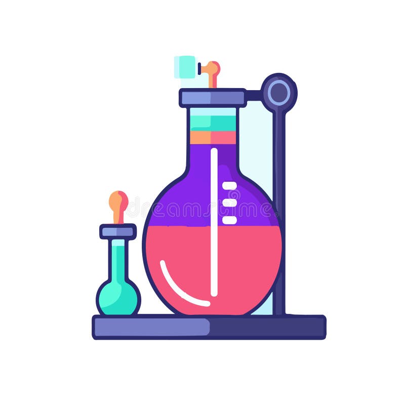 Glass Flask Experiment Lab Illustration Flat Stock Vector ...