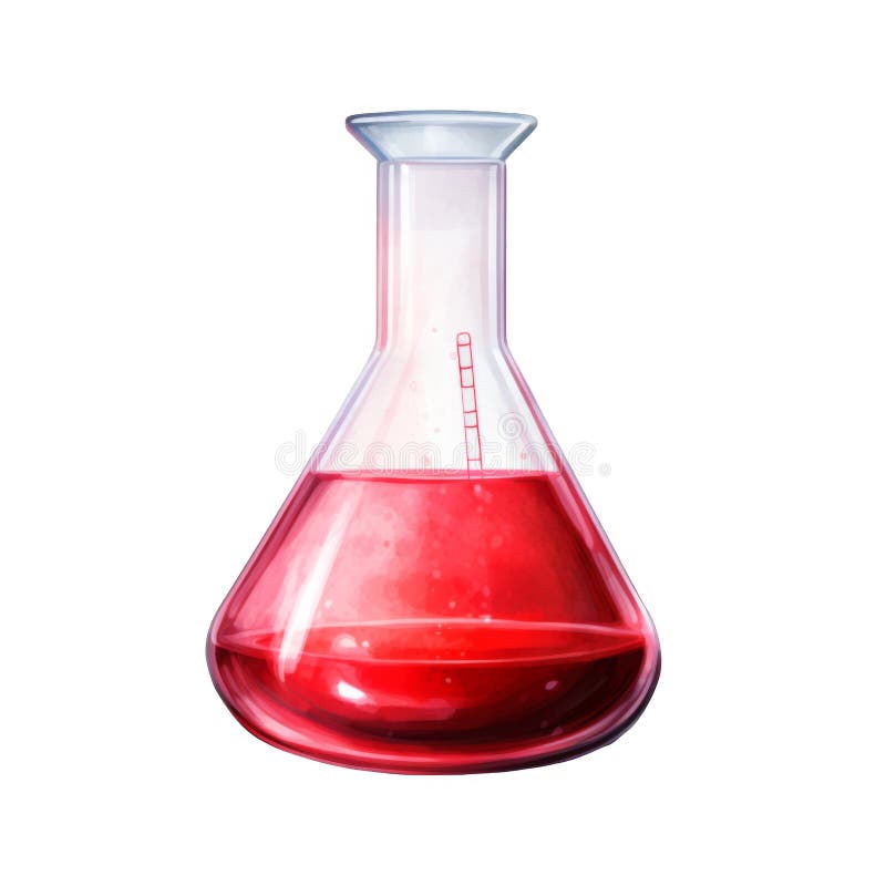 A Glass Flask Filled with Red Liquid and a Thermometer Stock Image ...