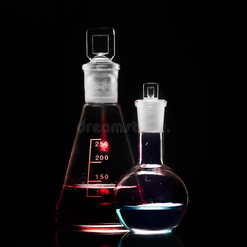 Glass Flask with a Chemical Reagent Stock Photo - Image of isolated ...