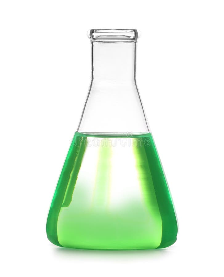 Glass Flask with Liquid on White Background Stock Image - Image of ...