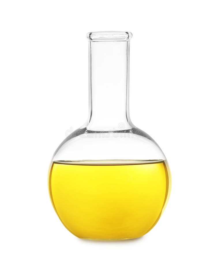 Glass Flask with Liquid on White. Solution Chemistry Stock Image ...