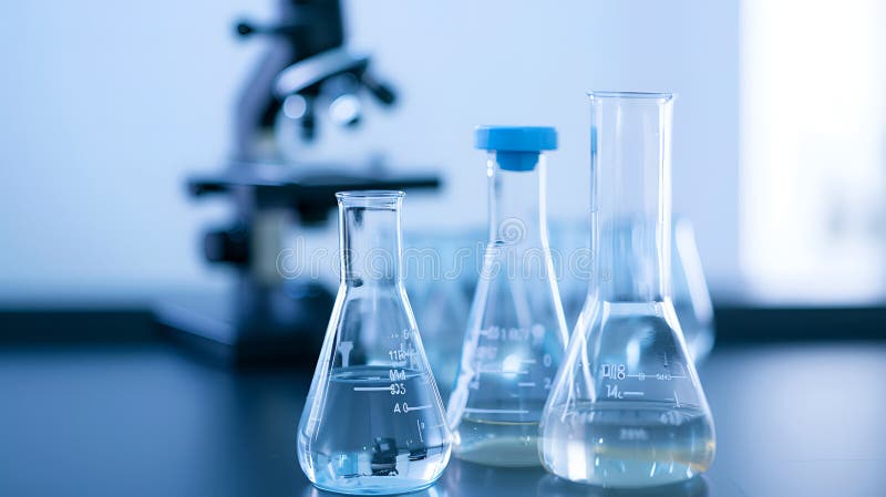 Glass Flask in Science Laboratory Background Stock Illustration ...