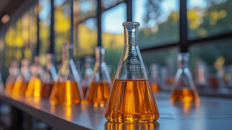 Glass Flasks in a Chemical Laboratory. Various Laboratory Glassware ...