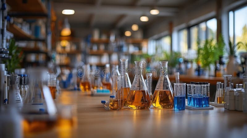 Glass Flasks in a Chemical Laboratory. Various Laboratory Glassware ...