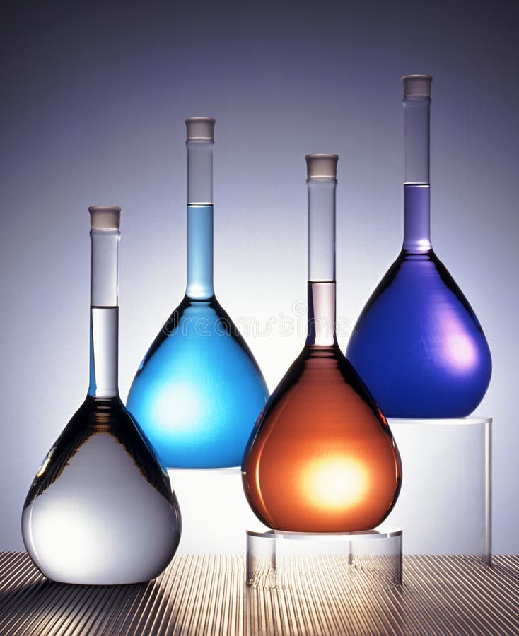 Glass Bottle,flasks and Beakers Stock Image - Image of flask, research ...