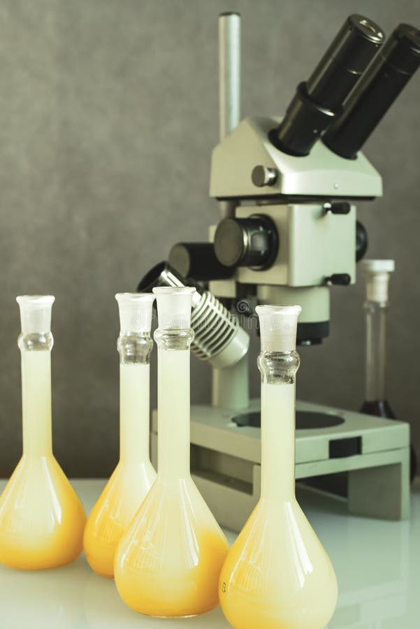 Yellow Solution in Flask and Test Tube Solution Stock Image - Image of ...