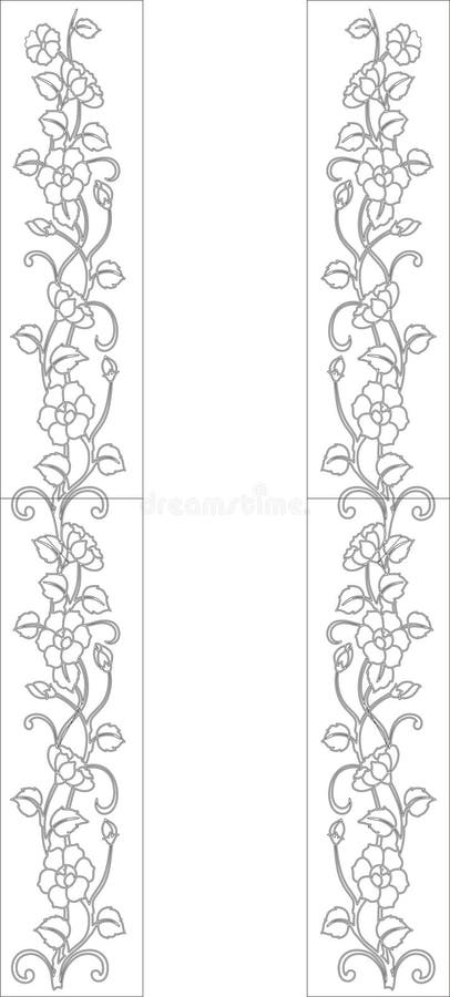 Floral Border Glass Design Sandblasting Acid Etching Vector Stock ...