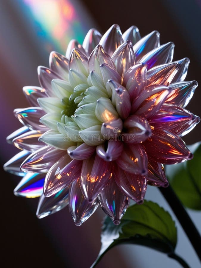 Luminous Bloom: Glass Dahlia in Radiant Detail Stock Illustration ...