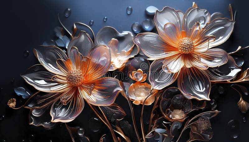 Glass Flowers, Abstract Floral Background Stock Illustration ...