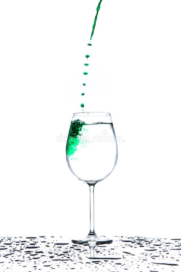 Glass with Flowing Stream of Green Water Stock Image - Image of drink ...