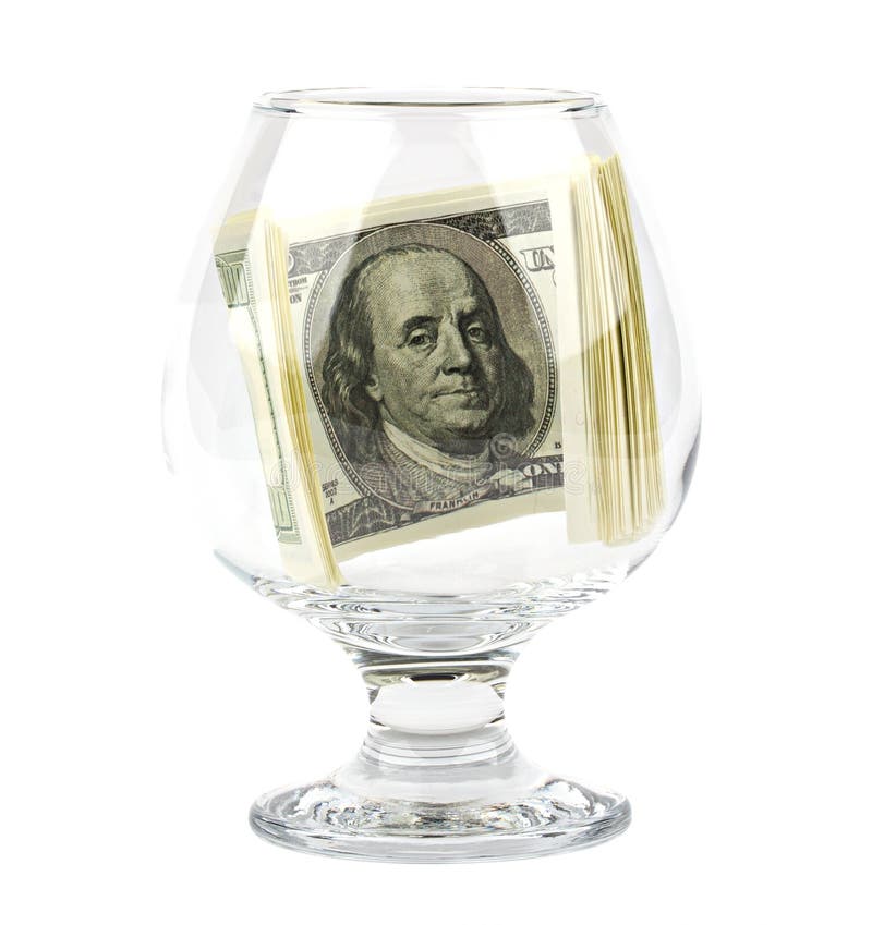 Glass with Folded Banknotes Inside Stock Image - Image of banknotes ...