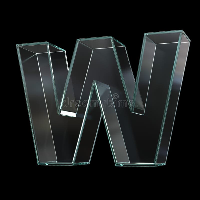 Glass Font 3d Rendering, Letter W Stock Illustration - Illustration of ...